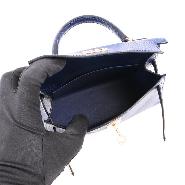 Hermès Kelly Mini II Blue Sapphire Epsom GHW For Sale at 1stDibs