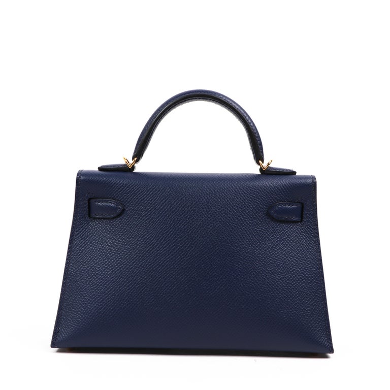 Hermès Kelly Mini II Blue Sapphire Epsom GHW For Sale at 1stDibs