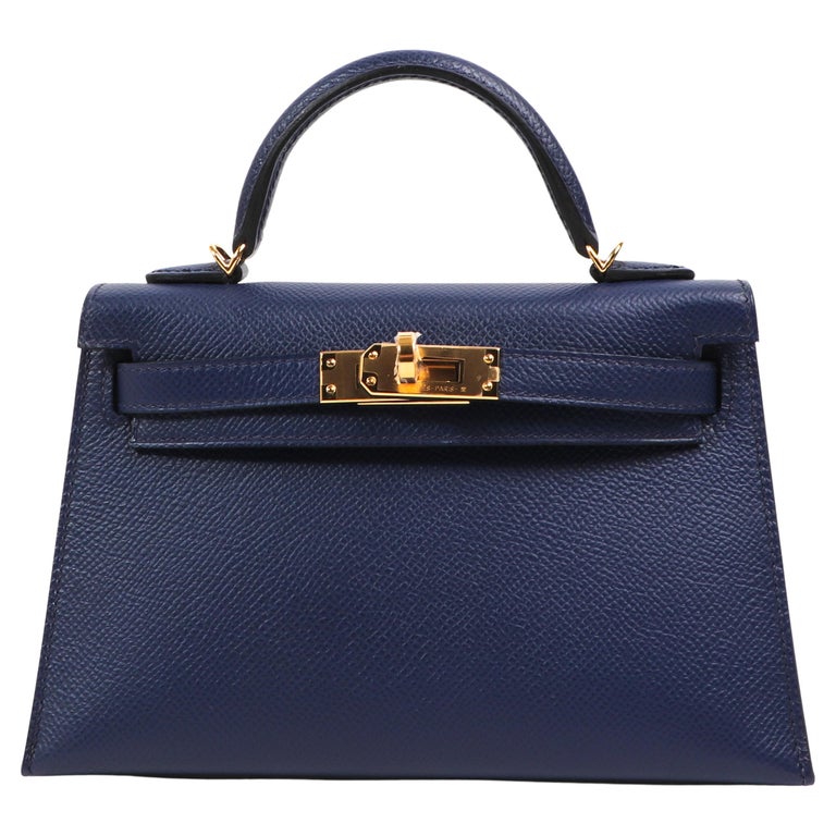 Hermès Kelly Mini II Blue Sapphire Epsom GHW For Sale at 1stDibs
