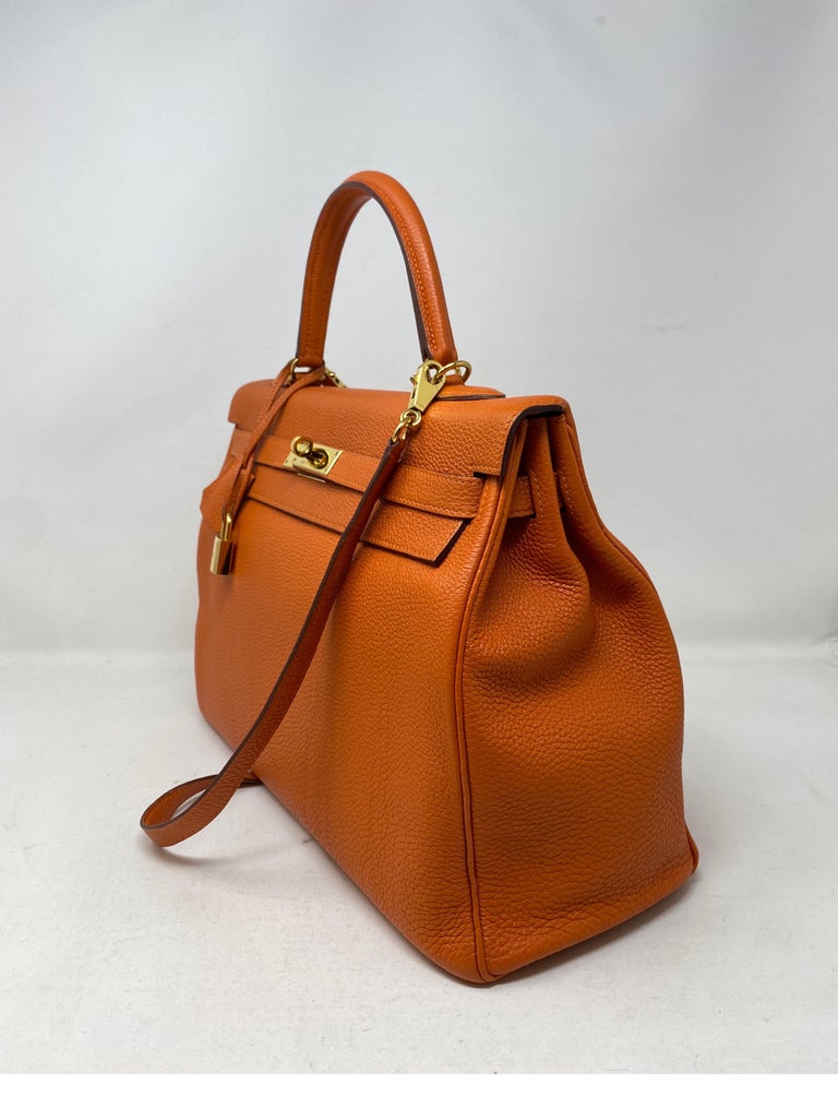 Hermes Kelly Orange 35 Bag at 1stDibs