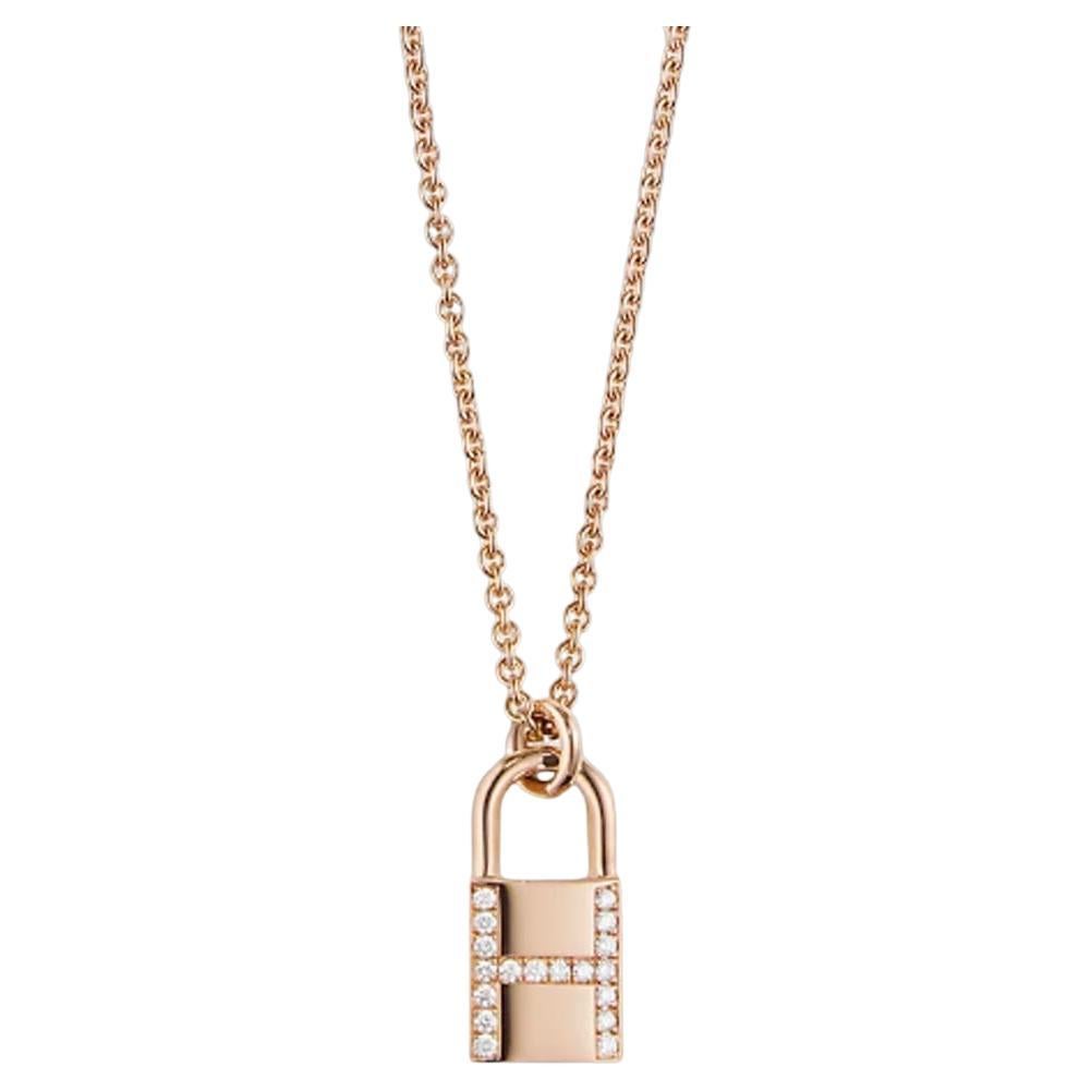 Hermes Kelly Pendant Chains Rose gold and diamonds For Sale at 1stDibs