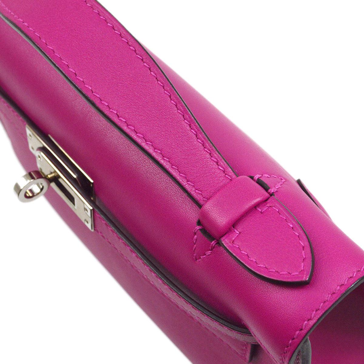 HERMES Kelly Pochette Pink Purple Rose Purple Swift Palladium Top ...