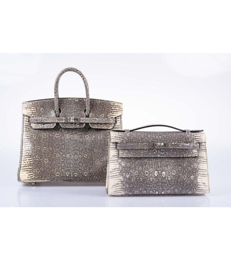 Hermès Kelly Pochette Rare Ombré Lizard with Palladium Hardware For ...