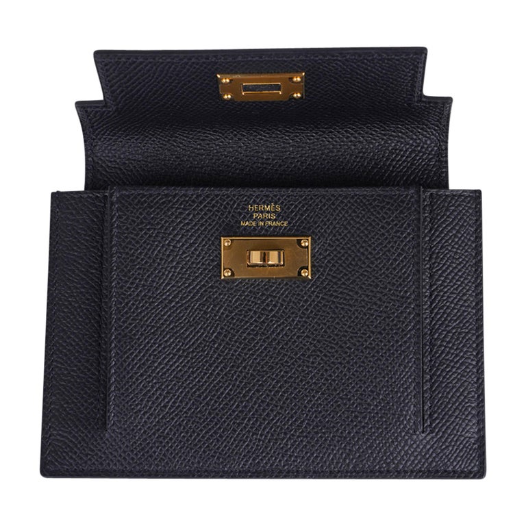 Hermes Kelly Pocket Compact Wallet Noir Epsom Gold Hardware New w/Box ...