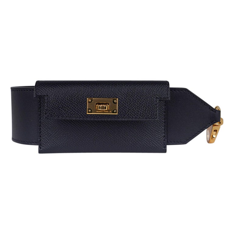 Hermes Kelly Pocket Shoulder Strap Black Swift Epsom Gold Hardware For ...