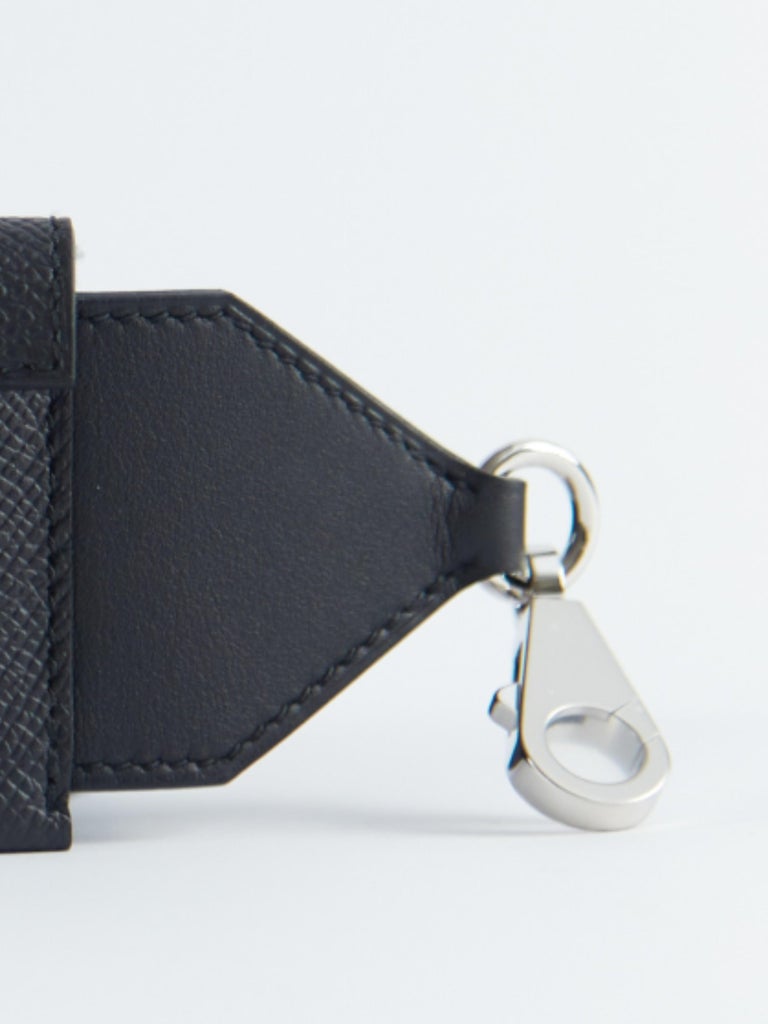HERMÈS KELLY POCKET STRAP 105CM BLACK Epsom and Swift Leather Palladium ...