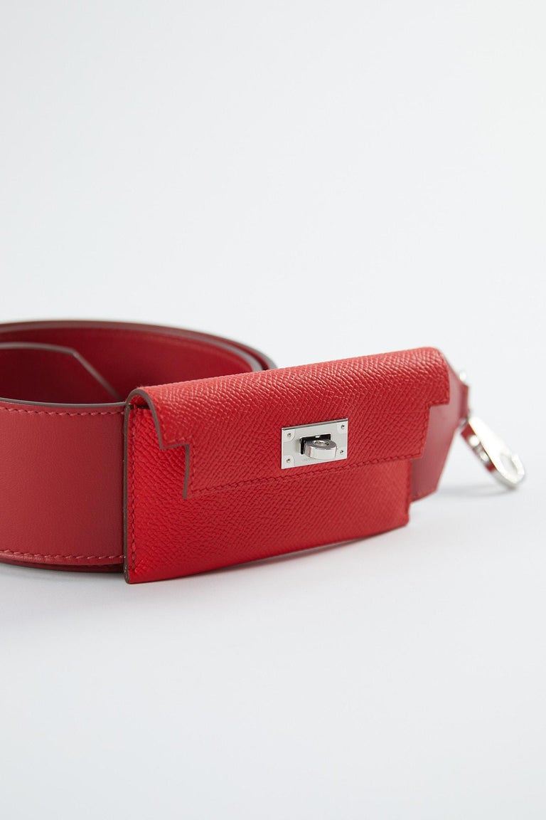 HERMÈS KELLY POCKET STRAP 105CM ROUGE CASAQUE and TOMATE Epsom and ...