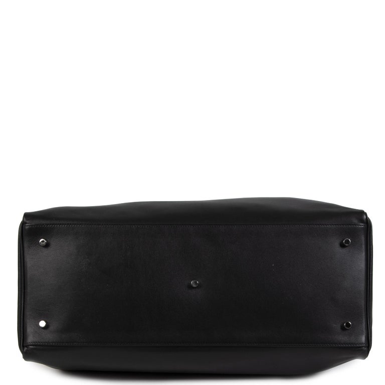 Hermès Kelly Relax 50 Travel Bag Black Sikkim Leather PHW For Sale at ...