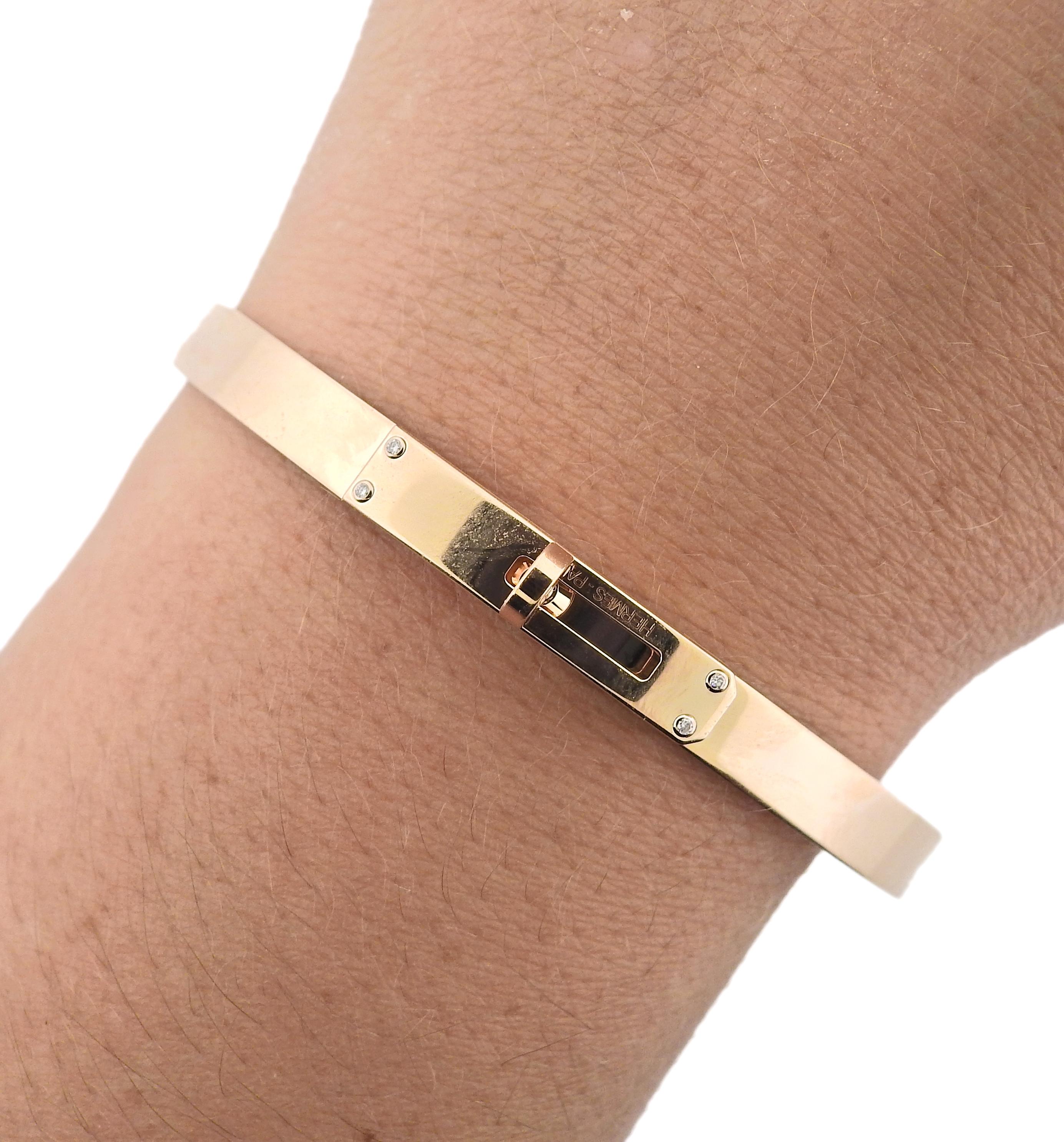 Hermes Kelly Rose Gold Diamond Bracelet at 1stDibs | hermes kelly ...