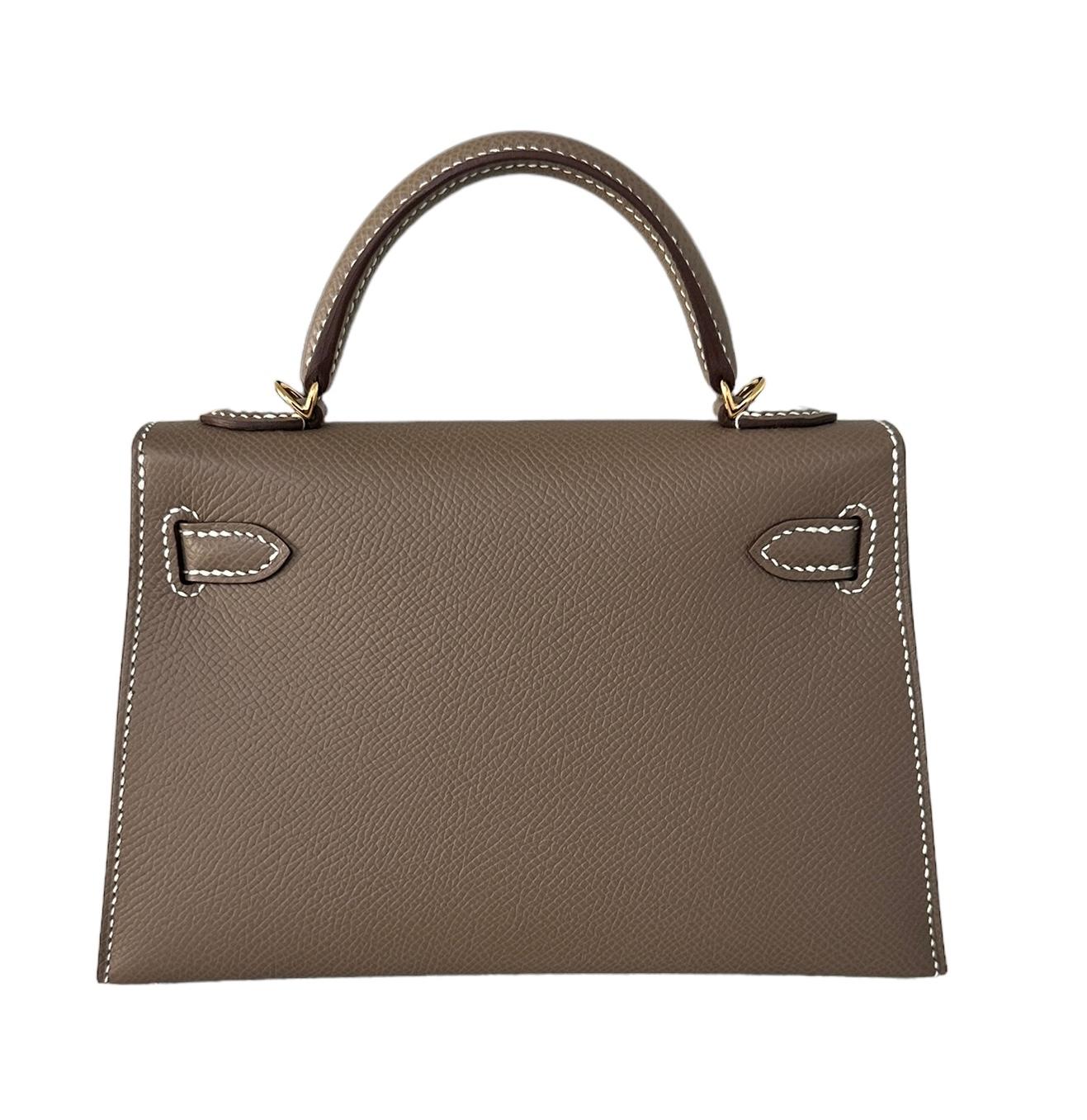Hermes Kelly Sellier 20 Etoupe Gold Hardware Bag For Sale at 1stDibs