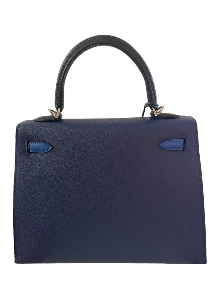 Hermès Kelly Sellier 25 Tri-Color Blue Saphire Blue France Black For ...