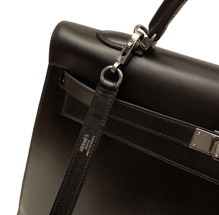 Hermès Kelly Sellier 35 Black Box Leather Bag at 1stDibs