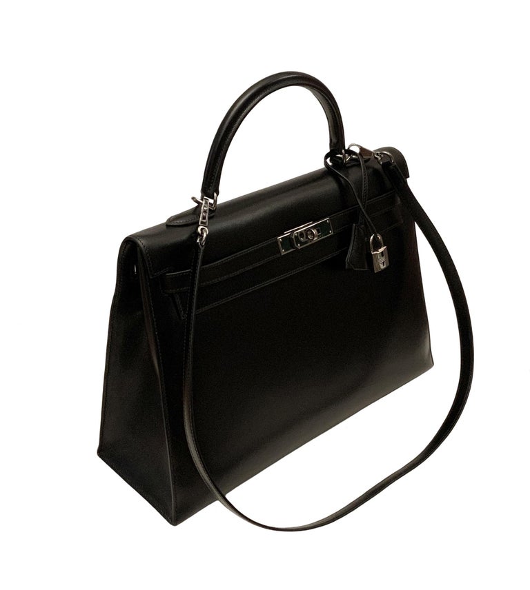 Hermès Kelly Sellier 35 Black Box Leather Bag at 1stDibs