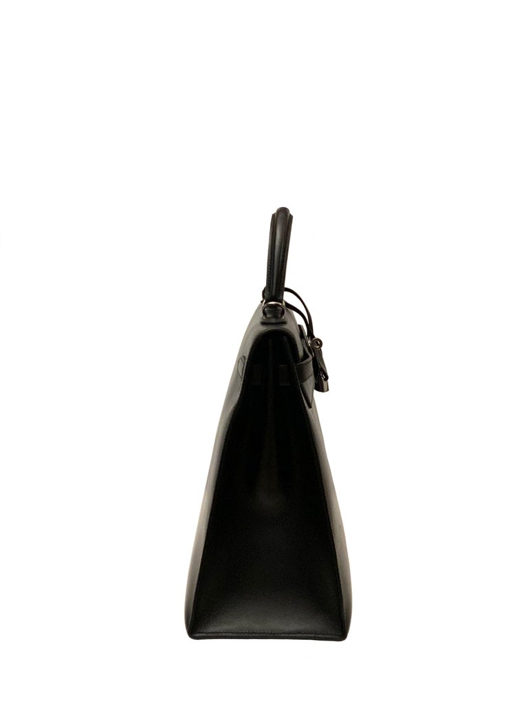 Hermès Kelly Sellier 35 Black Box Leather Bag at 1stDibs
