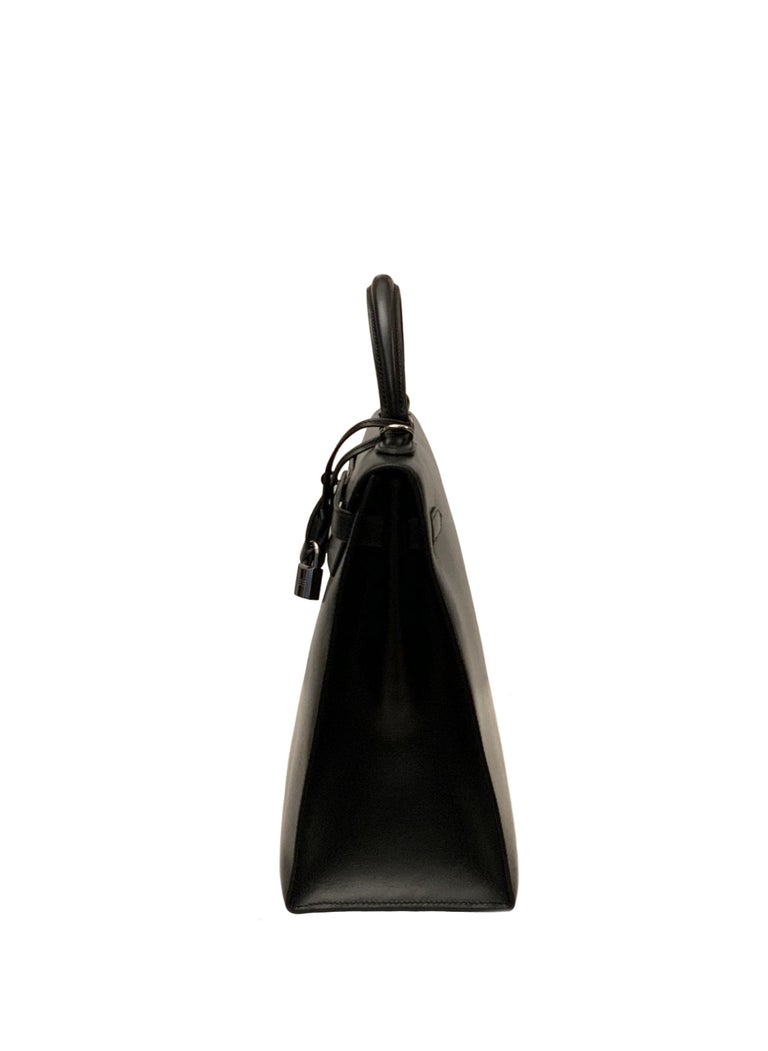 Hermès Kelly Sellier 35 Black Box Leather Bag at 1stDibs