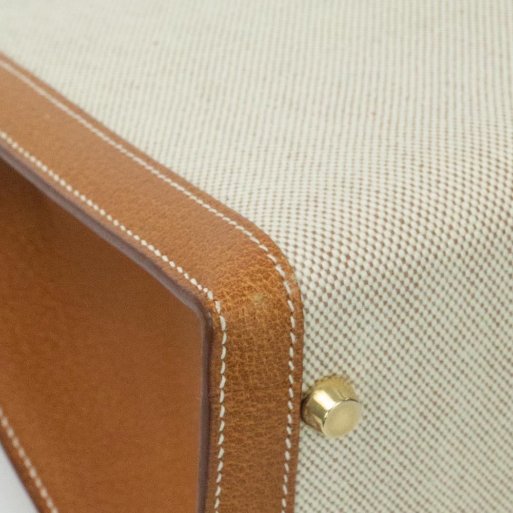 HERMÈS Kelly Shoulder bag in Beige Canvas at 1stDibs | hermes kelly ...