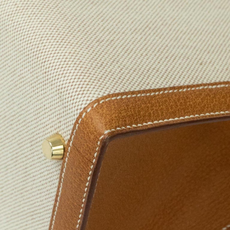 HERMÈS Kelly Shoulder bag in Beige Canvas at 1stDibs | hermes kelly canvas
