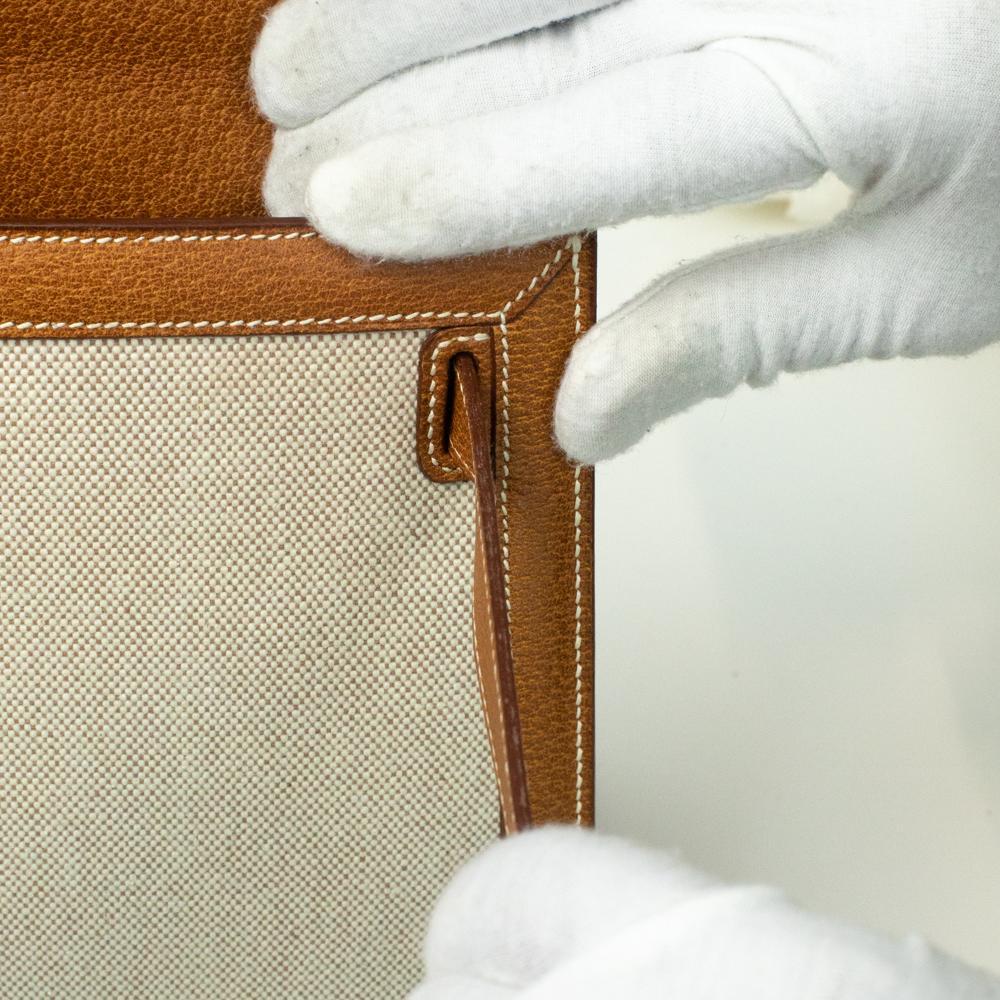 HERMÈS Kelly Shoulder bag in Beige Canvas at 1stDibs | hermes kelly ...