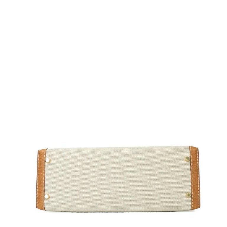 HERMÈS Kelly Shoulder bag in Beige Canvas at 1stDibs | hermes kelly canvas