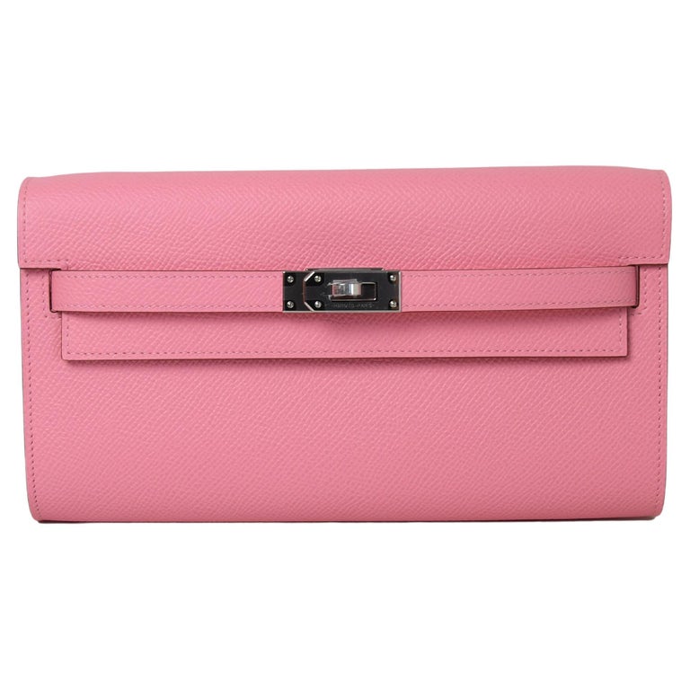 Hermes Kelly To Go Palladium Hardware Rose Confetti For Sale at 1stDibs