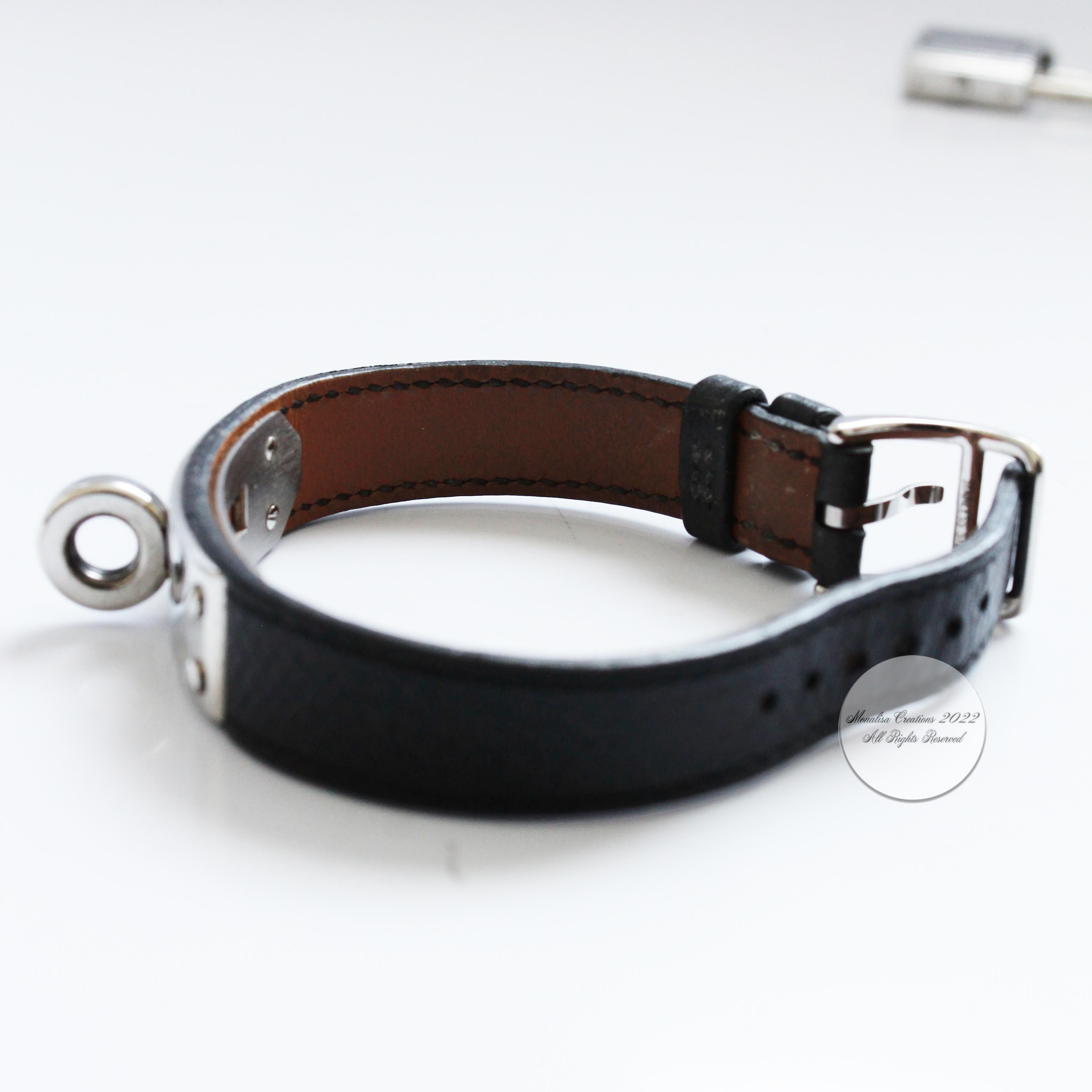 Hermes Kelly Watch Silver Cadena Lock Black Epsom Leather Strap 2004 ...
