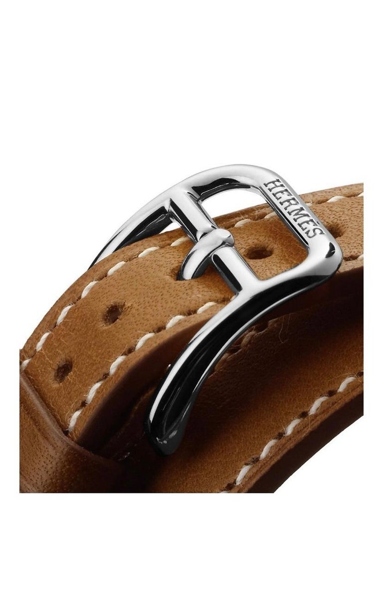 Hermes Kelly Watch, with Steel and Beige Leather For Sale at 1stDibs
