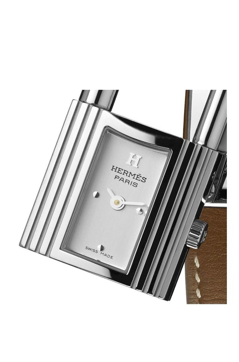 Hermes Kelly Watch, with Steel and Beige Leather For Sale at 1stDibs