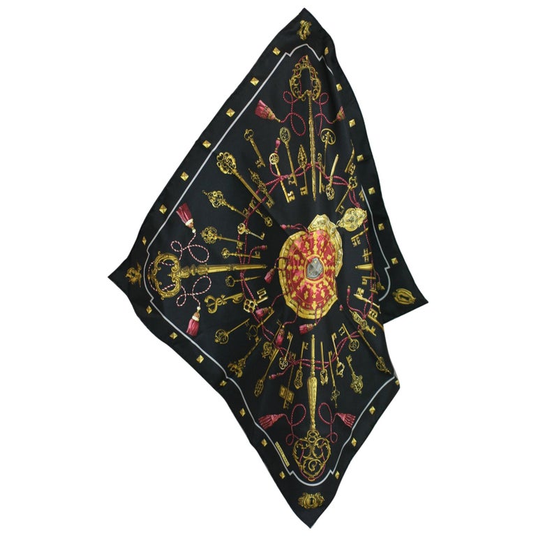 Hermes Key Print Silk Square For Sale at 1stDibs