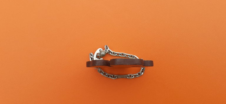 Hermès Keychain 4-Leaf Clover Green and Orange Leather Silver Kelly ...