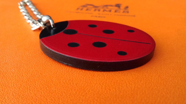Hermès Keychain Key Holder Ladybug Charm Leather and Silver for Kelly ...
