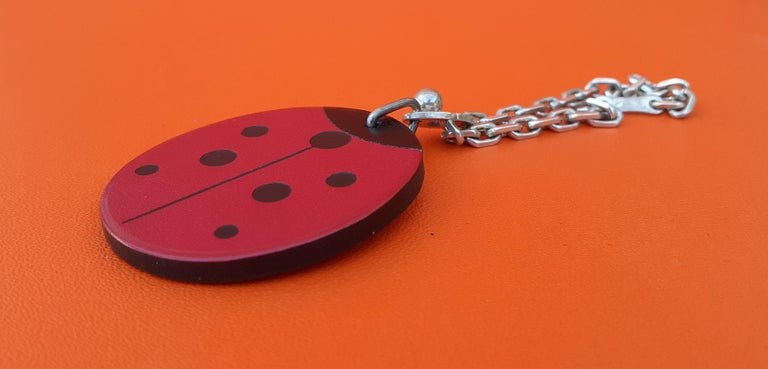 Hermès Keychain Key Holder Ladybug Charm Leather and Silver for Kelly ...