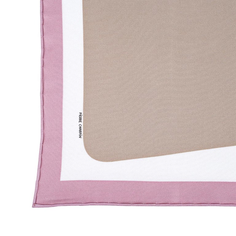Hermes La Serpentine de Pierre Charpin Scarf Blanc / Vieux Rose Silk 45 ...