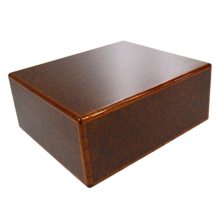 Hermes Laminate Wood Cigar Cigarette Humidor 'H' Logo Men's Storage Box ...
