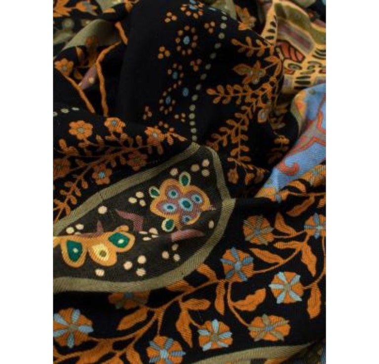 Hermes L'Arbre de Vie Cashmere and Silk Scarf Black and Earth Tones 140 ...