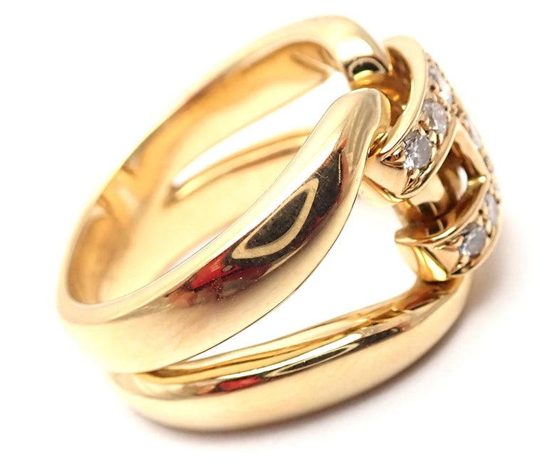 Hermes Large H-Diamond Gold Band Ring at 1stDibs | hermes h ring