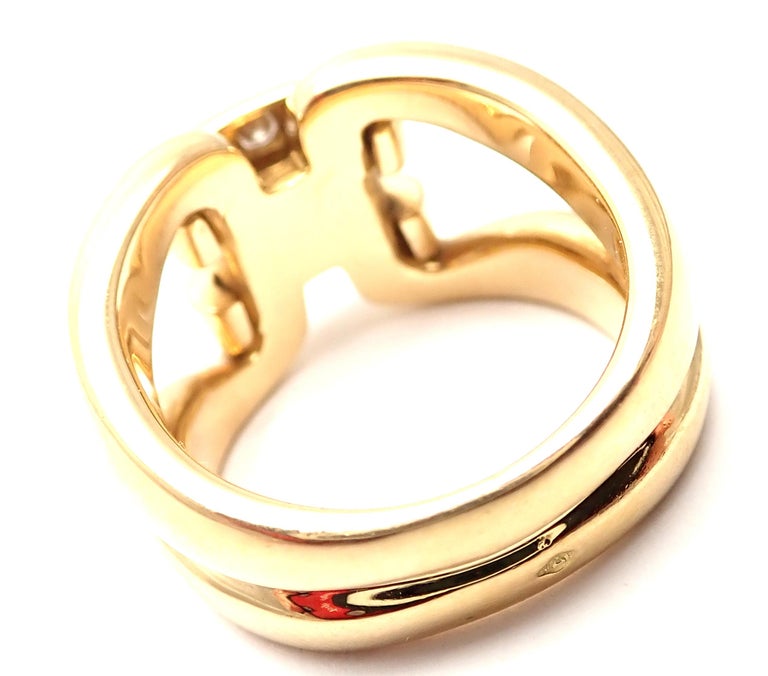 Hermes Large H-Diamond Gold Band Ring at 1stDibs | hermes h ring