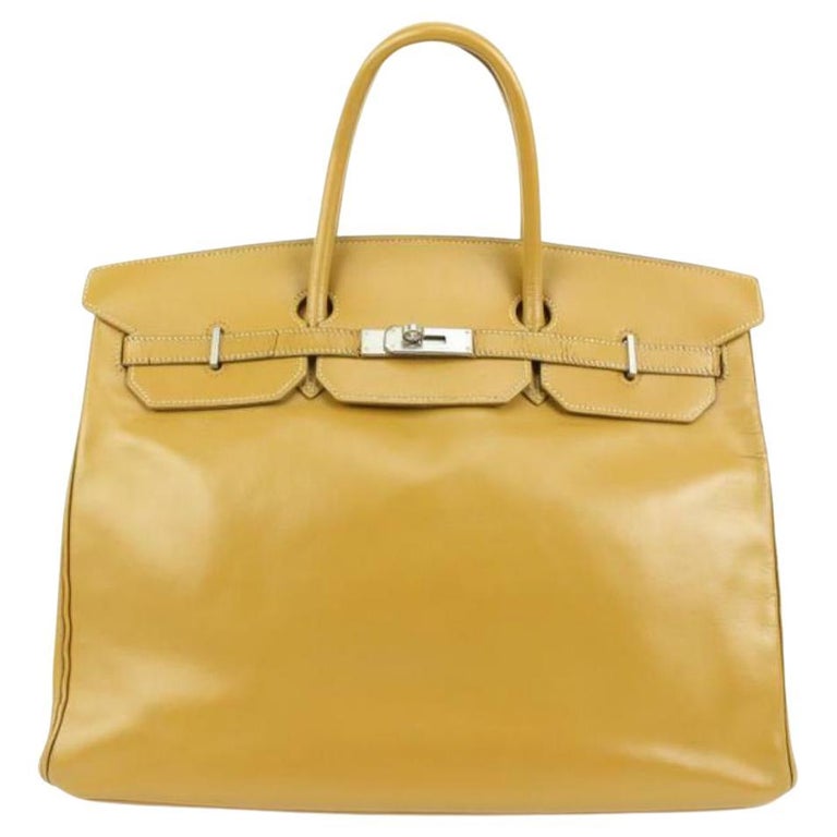 Hermes Large Mustard Yellow/Brown Tan Distressed Zombie Birkin 40 ...