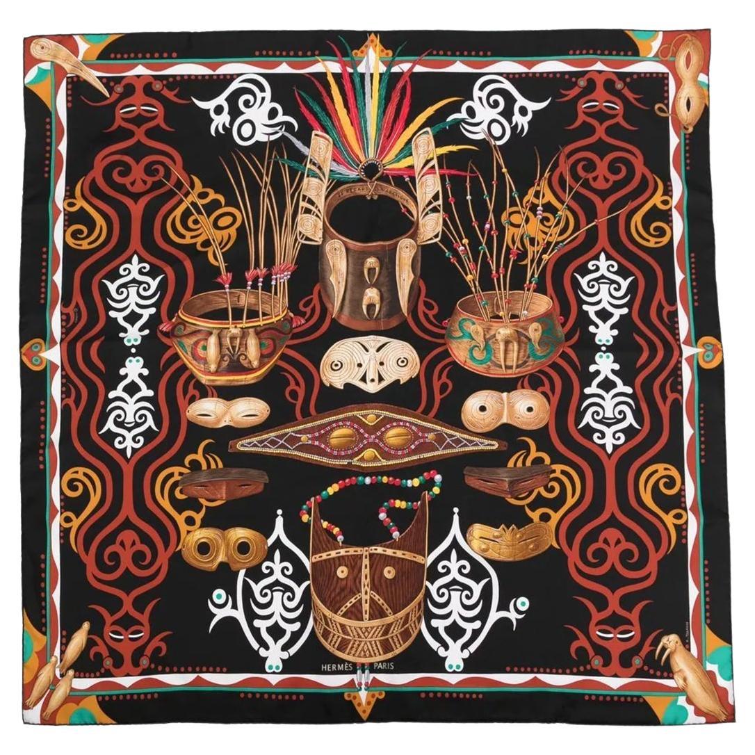 Hermes Vintage Multi Color Yellow Orange Sun Silk Scarf in Box at 1stDibs