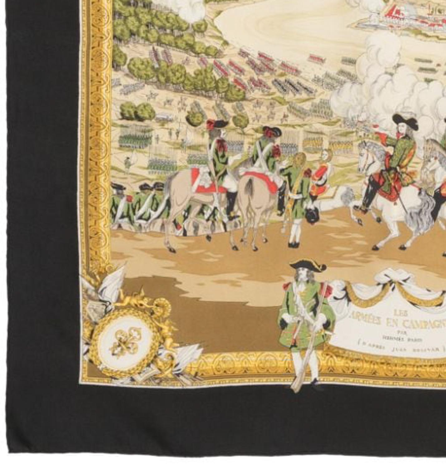 Hermès Les Armées En Campagne by L Coutin Silk Scarf For Sale at 1stDibs