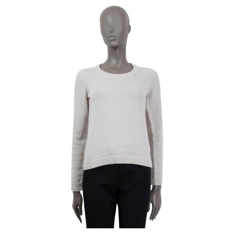HERMES light grey cashmere ROUND NECK Sweater 36 XS For Sale at 1stDibs