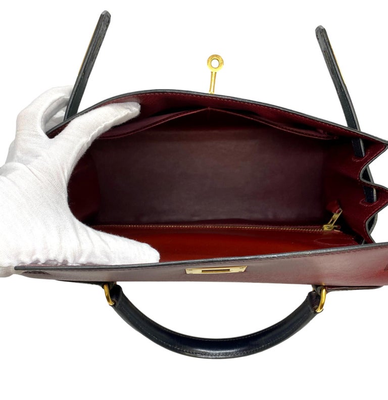 Hermès Limited Edition Vintage Tri-Color Box Calf Kelly Handbag 28 ...