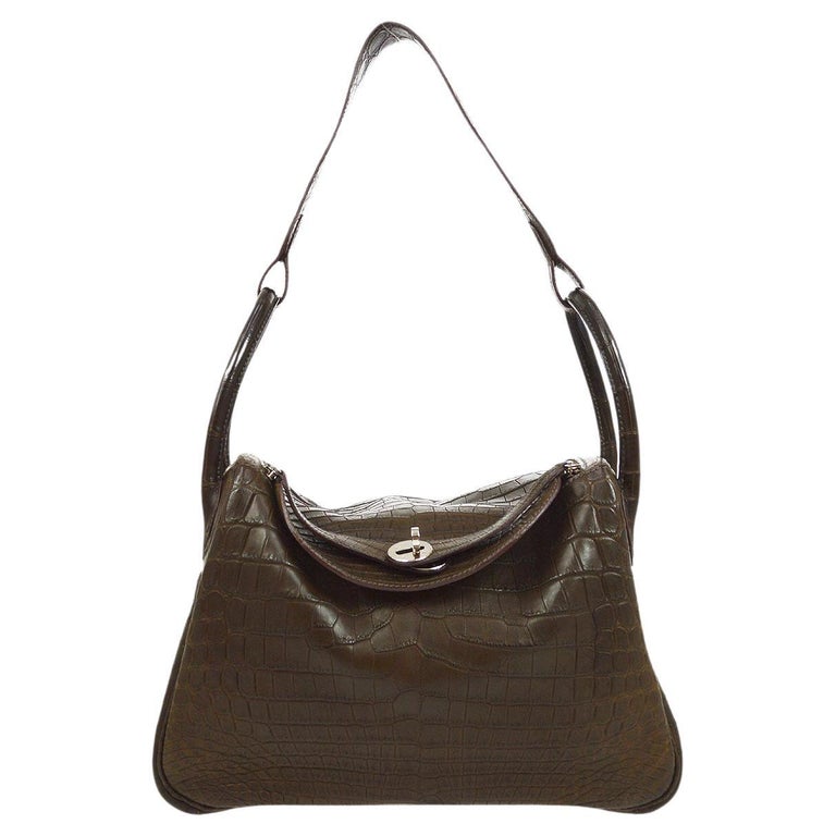 HERMES Lindy 30 Matte Niloticus Crocodile Exotic Palladium Hardware Top ...