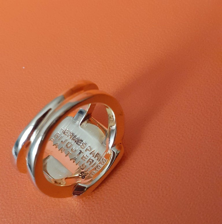 Hermès Logo Signet Ring Horse Equestrian Theme Ghw Size 8 / 8.5 For ...