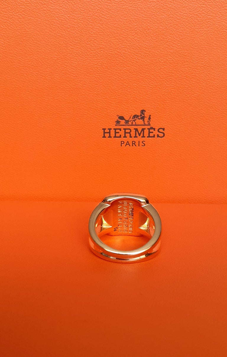 Hermès Logo Signet Ring Horse Equestrian Theme Ghw Size 8 / 8.5 For ...