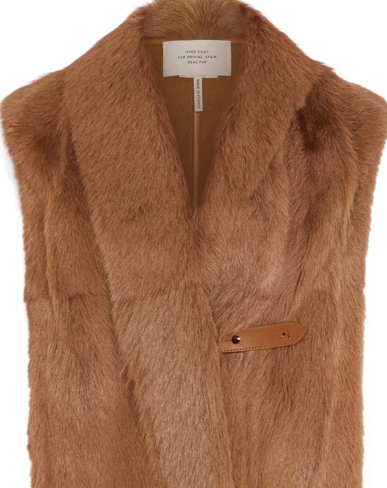 Hermès Long Golden Brown Goat Fur Gilet For Sale at 1stDibs