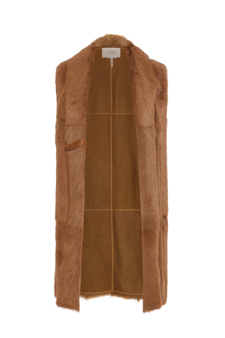 Hermès Long Golden Brown Goat Fur Gilet For Sale at 1stDibs