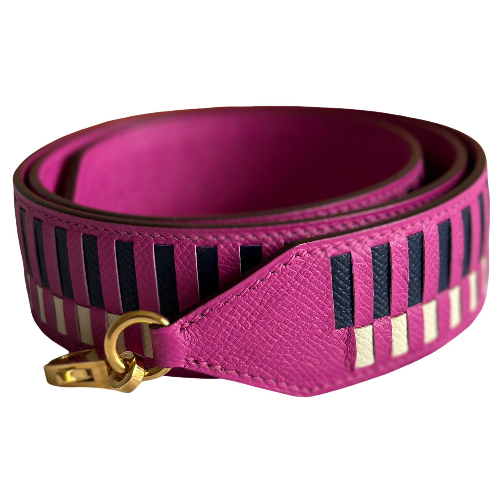HERMES Magnolia Epsom 40mm Tressage Shoulder Strap Pink For Sale at 1stDibs