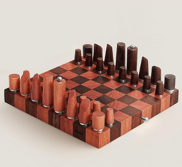 Hermès Malta Blue Sapodilla/Cassia Wood Samarcande Mini Chess Set For Sale at 1stDibs