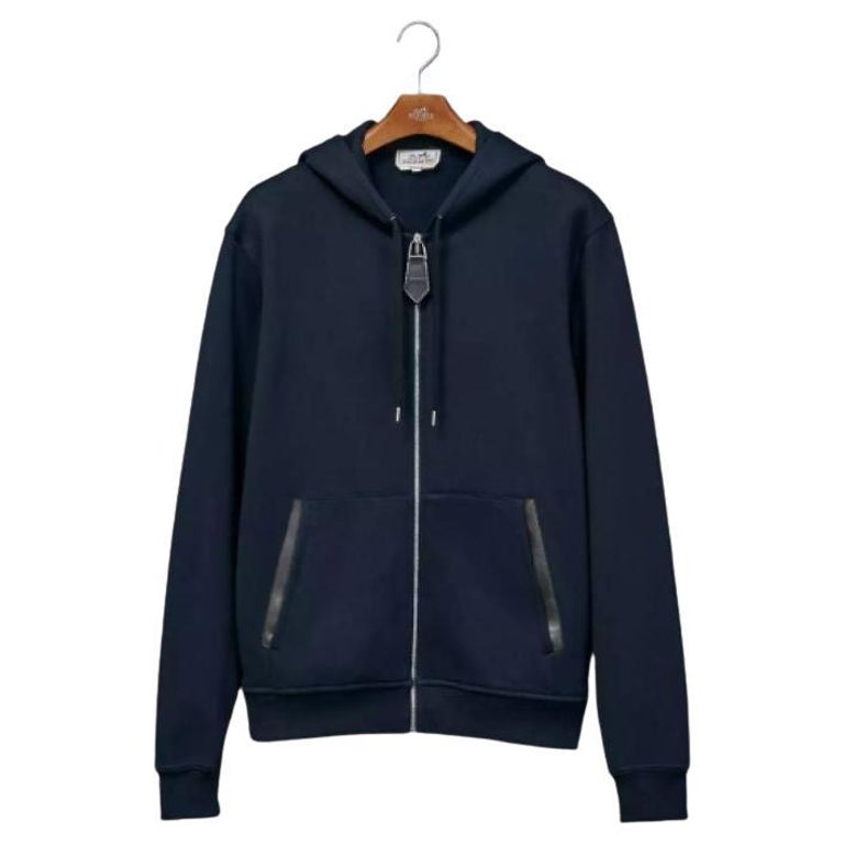 Hermes Marine Zipped hooded jogging sweater For Sale at 1stDibs