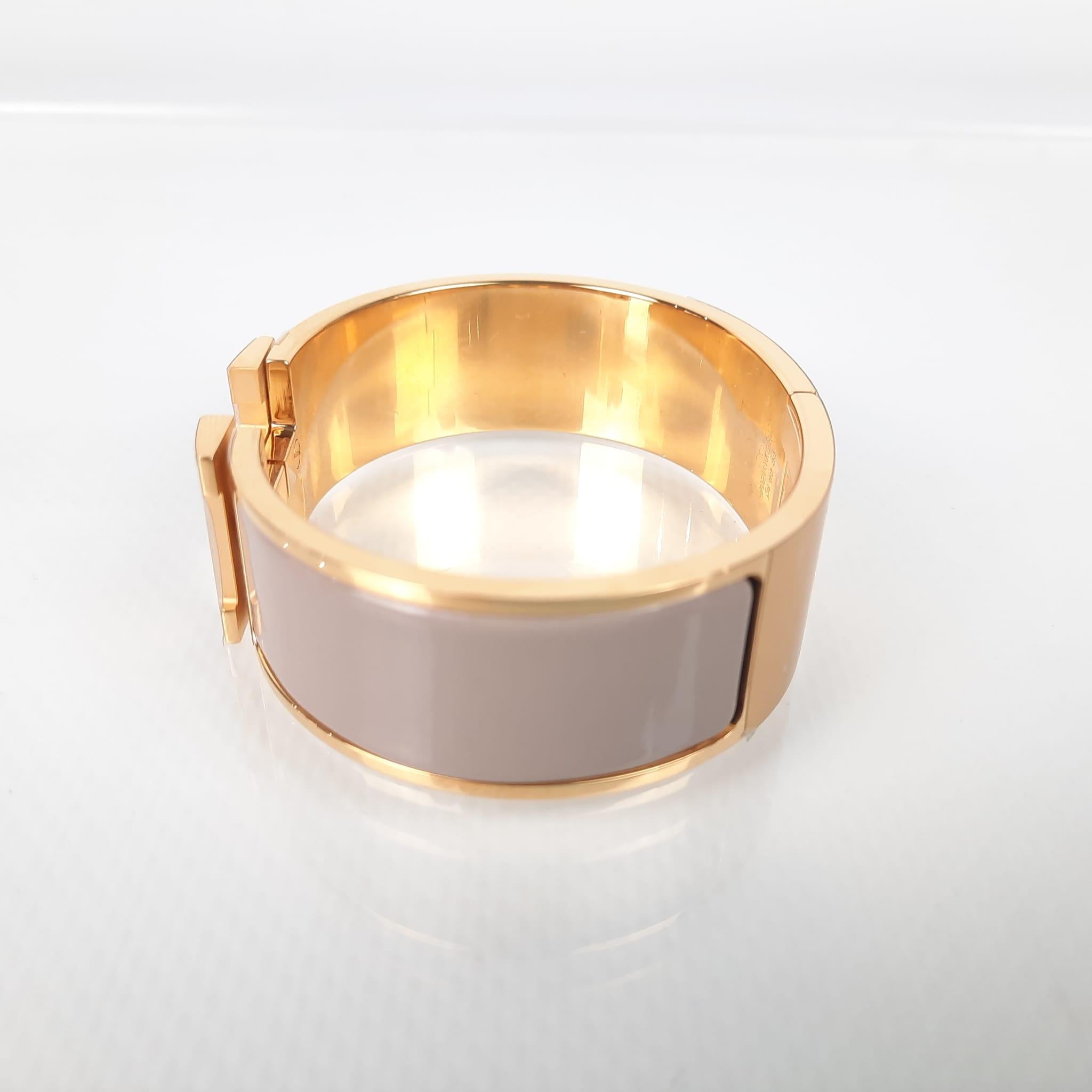 Hermes Marron Glacé Clic Clac H bracelet Size GM For Sale at 1stDibs